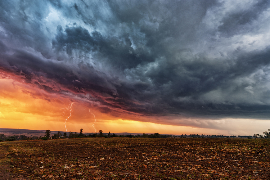Stormy Lightning Sunset | Decorative Wall Art Canvas Print