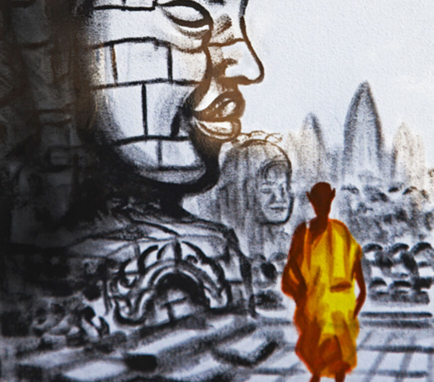 One monk • Cambodia Canvas Wall Art