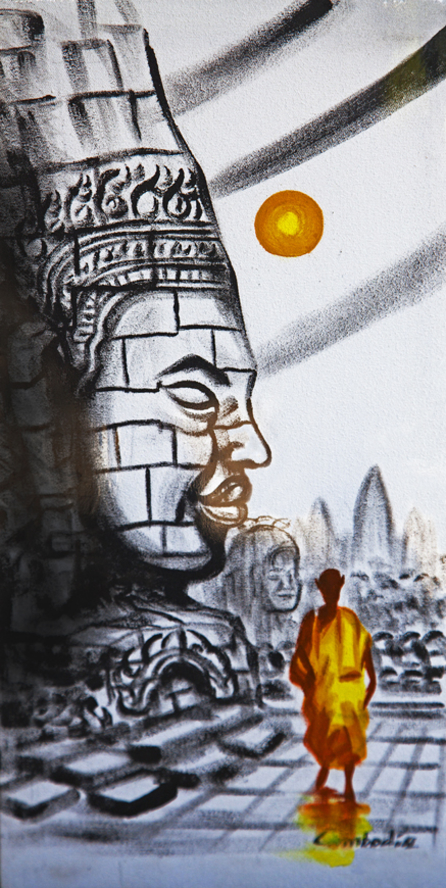 One monk • Cambodia Canvas Wall Art