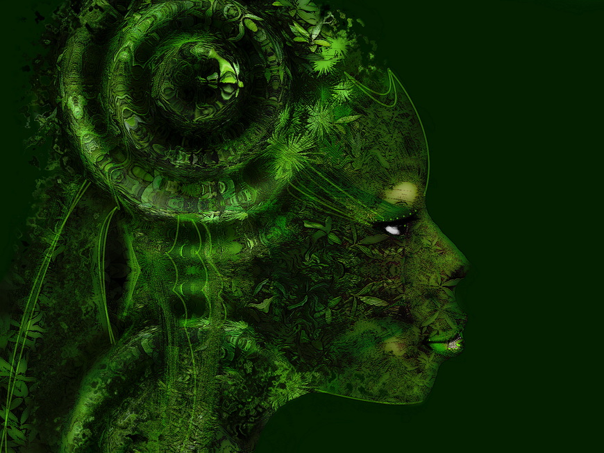 Think Green Portrait • Home Decorating Abstract Arts