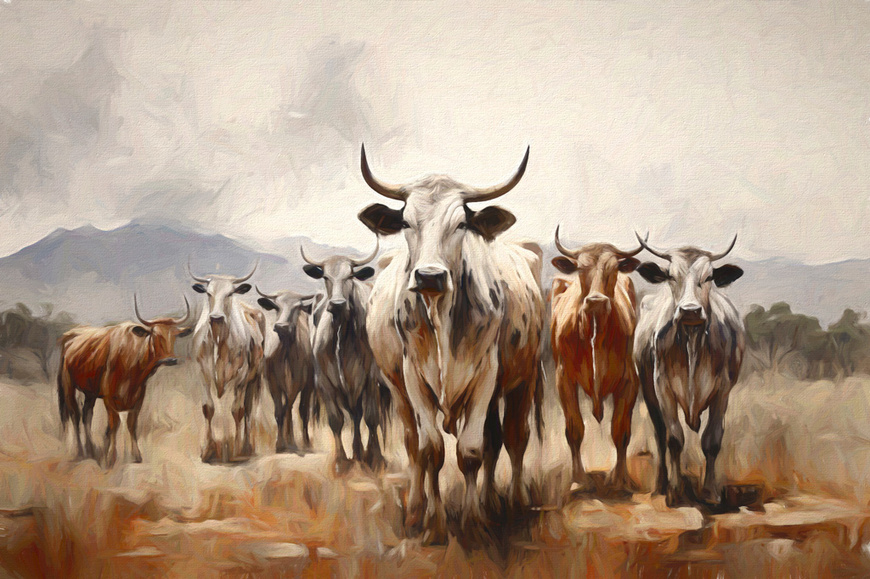 Proud Nguni Family • Framed & Canvas Wall Art South Africa
